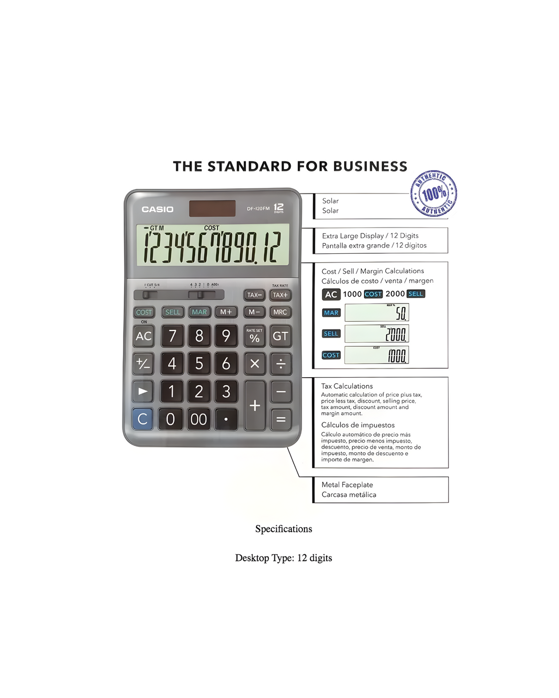 Casio Desktop Calculator DM-1200FM – Paper Cart